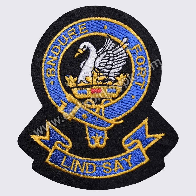 Lind Say Bndure Fort Clan Badge - Gold Bullion Embroidery